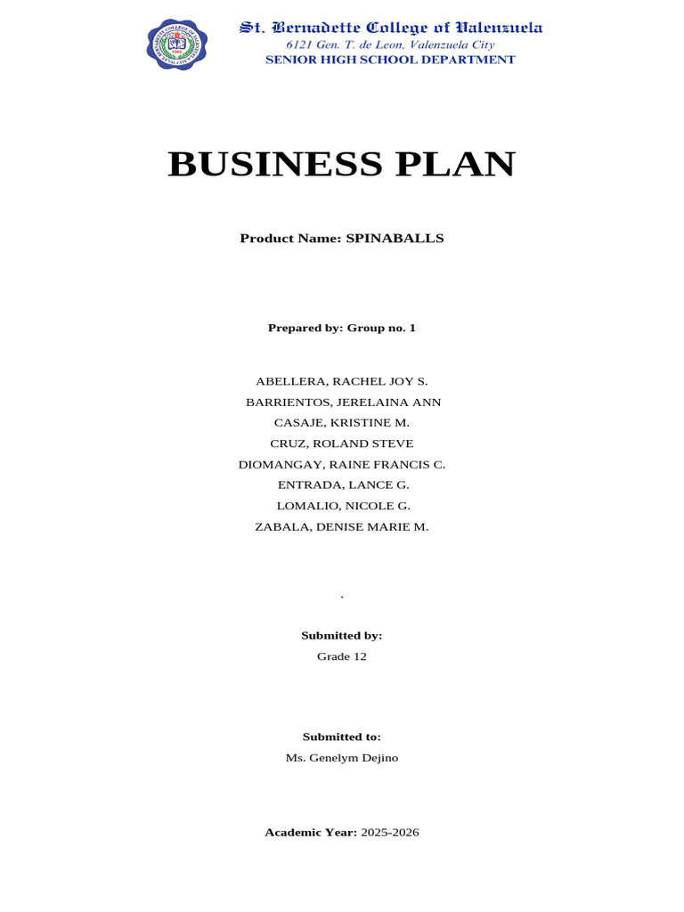 Group 1 Business Plan | PDF | Sauce | Cooking