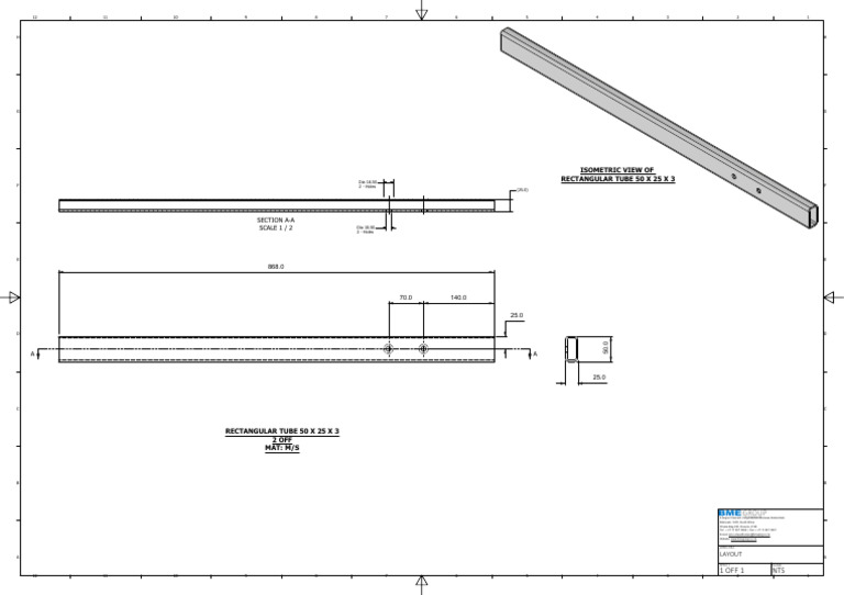 Isometric View of Rectangular Tube Design | PDF