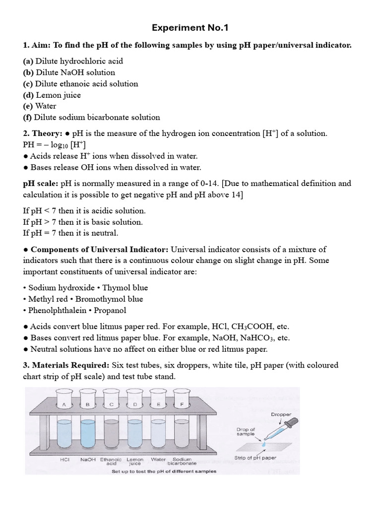 Class 10 Experiment | PDF | Ph | Sodium Hydroxide