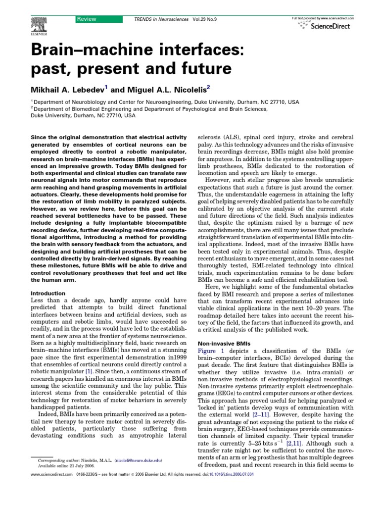 Review Brain Computer Interfaces | PDF | Electroencephalography ...