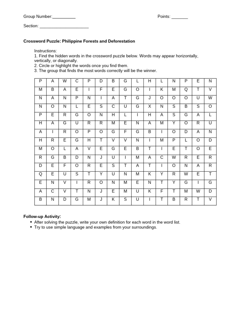 Crossword Types of Forest LESSON14 | PDF