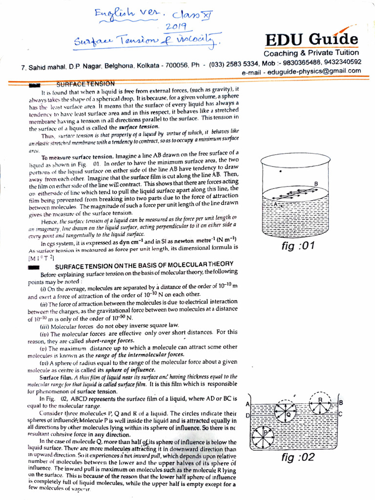 Surface Tension Part 1 | PDF | Surface Tension | Liquids