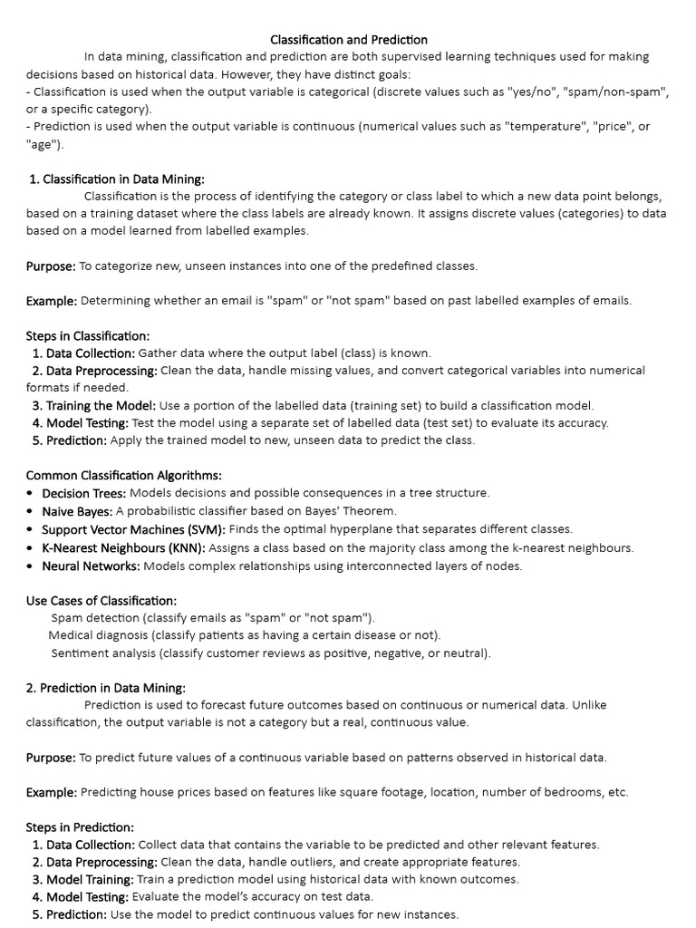 Classification vs. Prediction in Data Mining | PDF | Receiver Operating ...