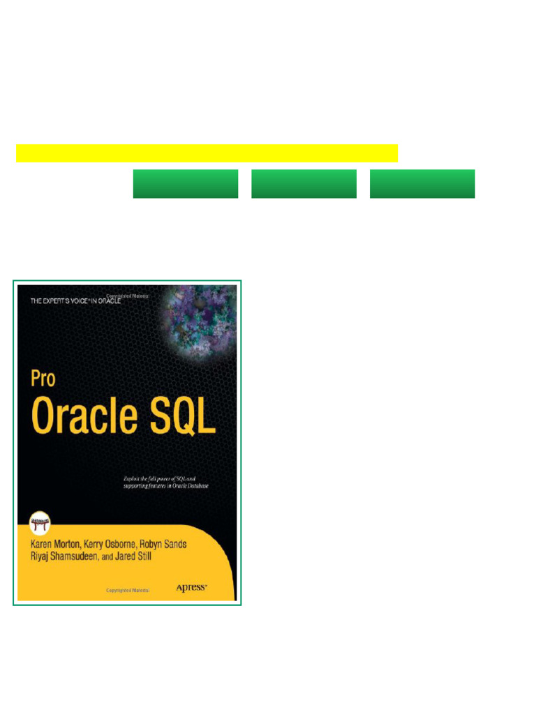 Pro Oracle SQL Expert s Voice in Oracle 1st Edition Karen Morton full | PDF | Learning ...