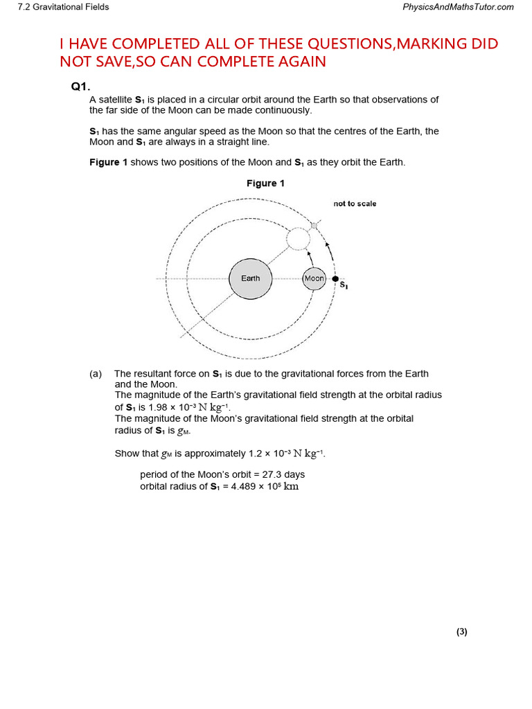 Gravitational Fields and Satellite Orbits | PDF | Outer Space | Moon