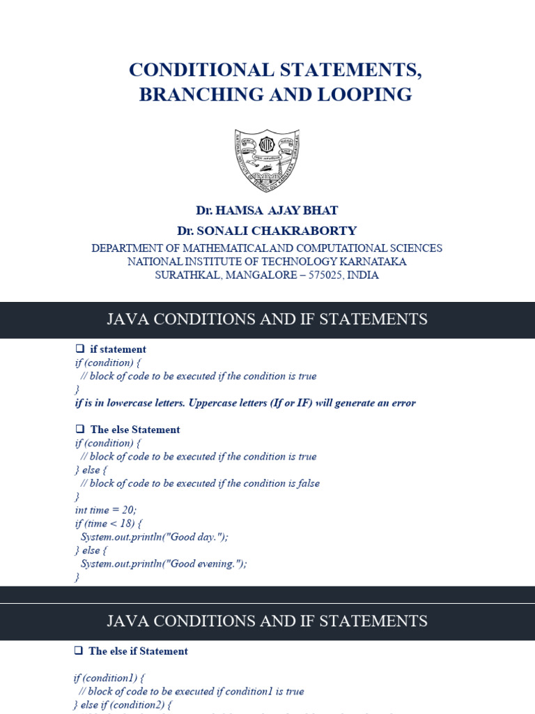 Conditional Statements, Branching and Looping | PDF | Software ...
