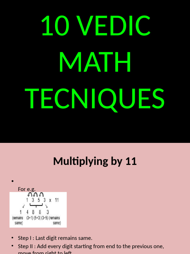 10 Vedic Math Tecniques-Maisha | PDF | Multiplication | Elementary ...