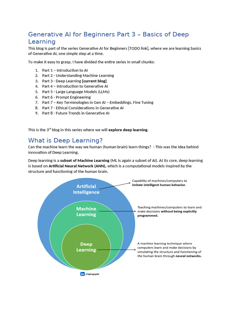 Generative AI For Beginners Part 3 - Deep Learning | PDF | Deep ...