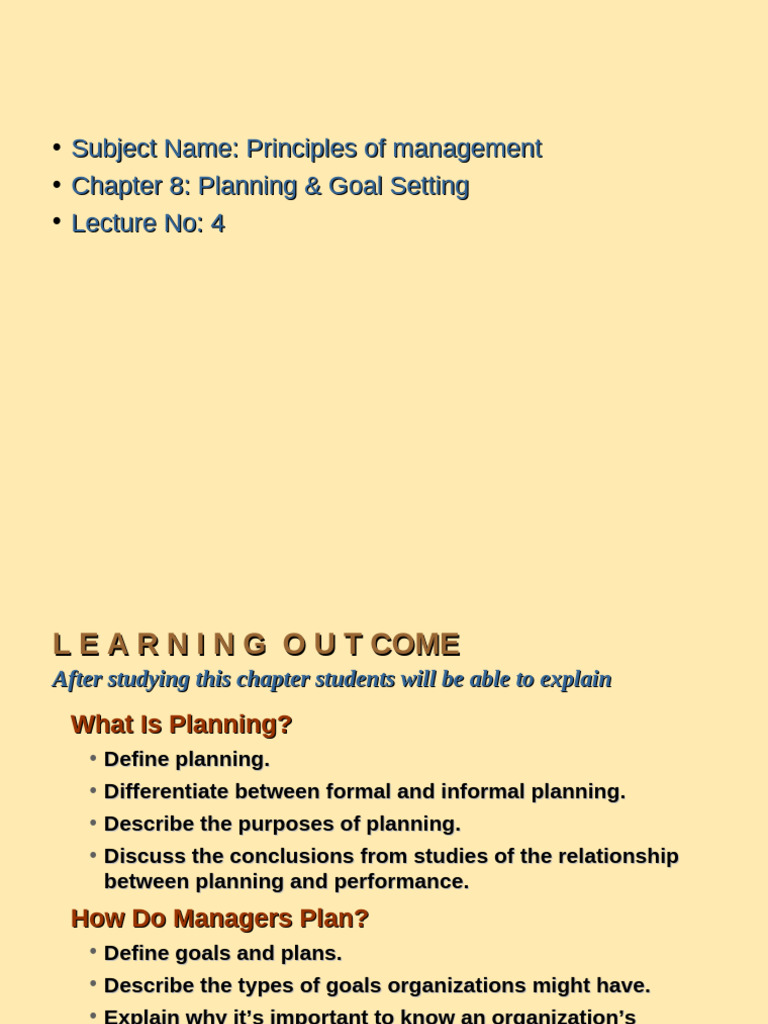 Planning and Goal Setting in Management | PDF | Goal | Swot Analysis