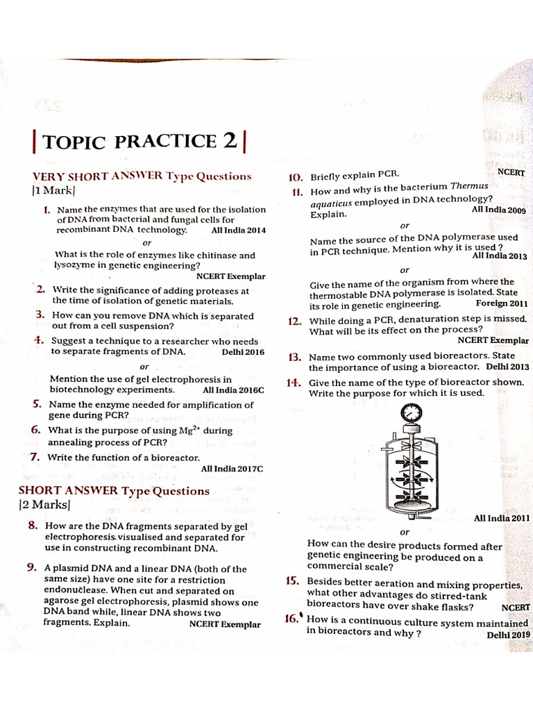 12 - Biotechnology Practice Questions 2 | PDF
