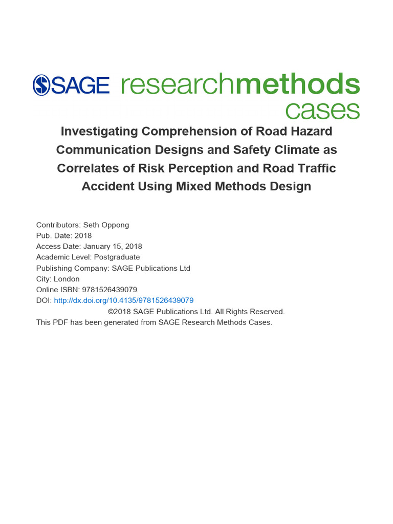 SageResearchMethodsCase Comprehension of Road Hazard Communication Risk ...