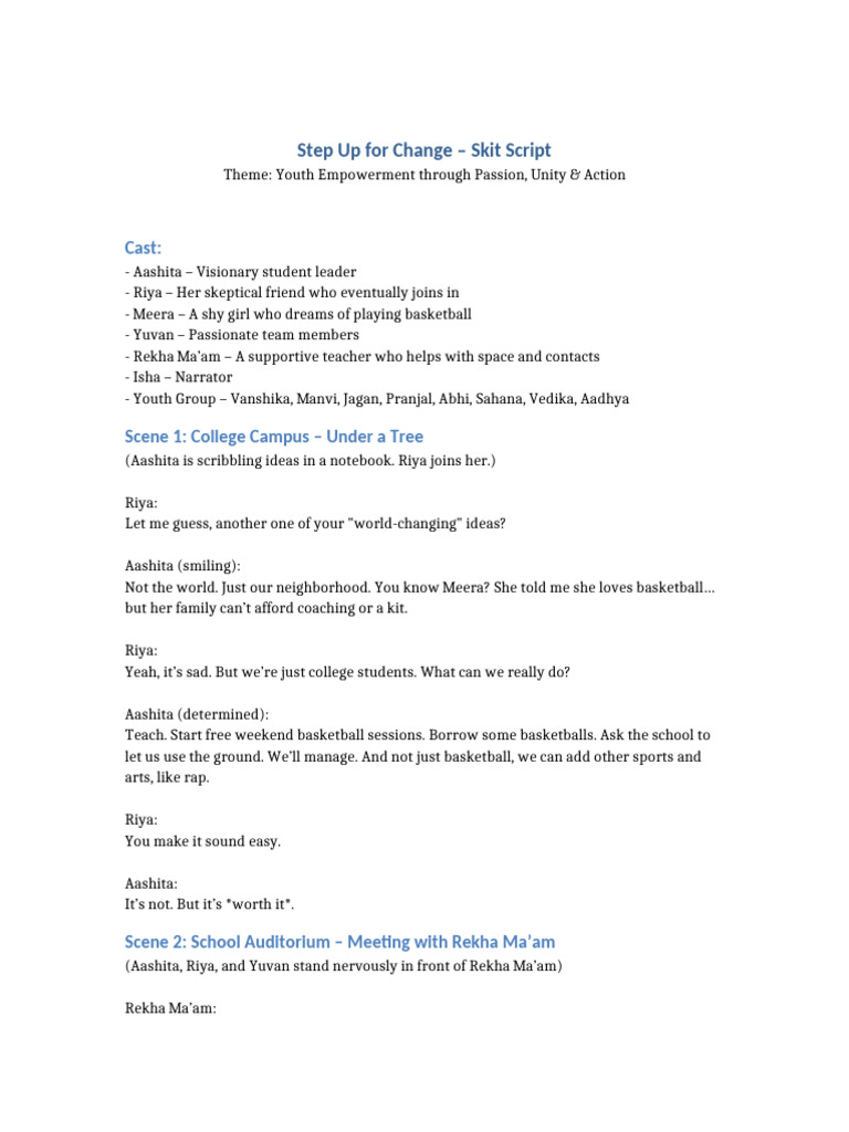 Step Up Skit Basketball and Rap Version Wid More Chnages Yuh | PDF