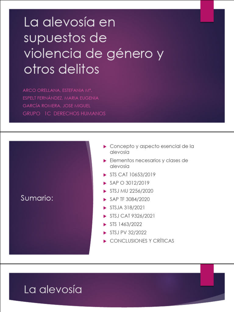 Alevosía en Violencia de Género: Análisis Legal | PDF | Malicia de ...
