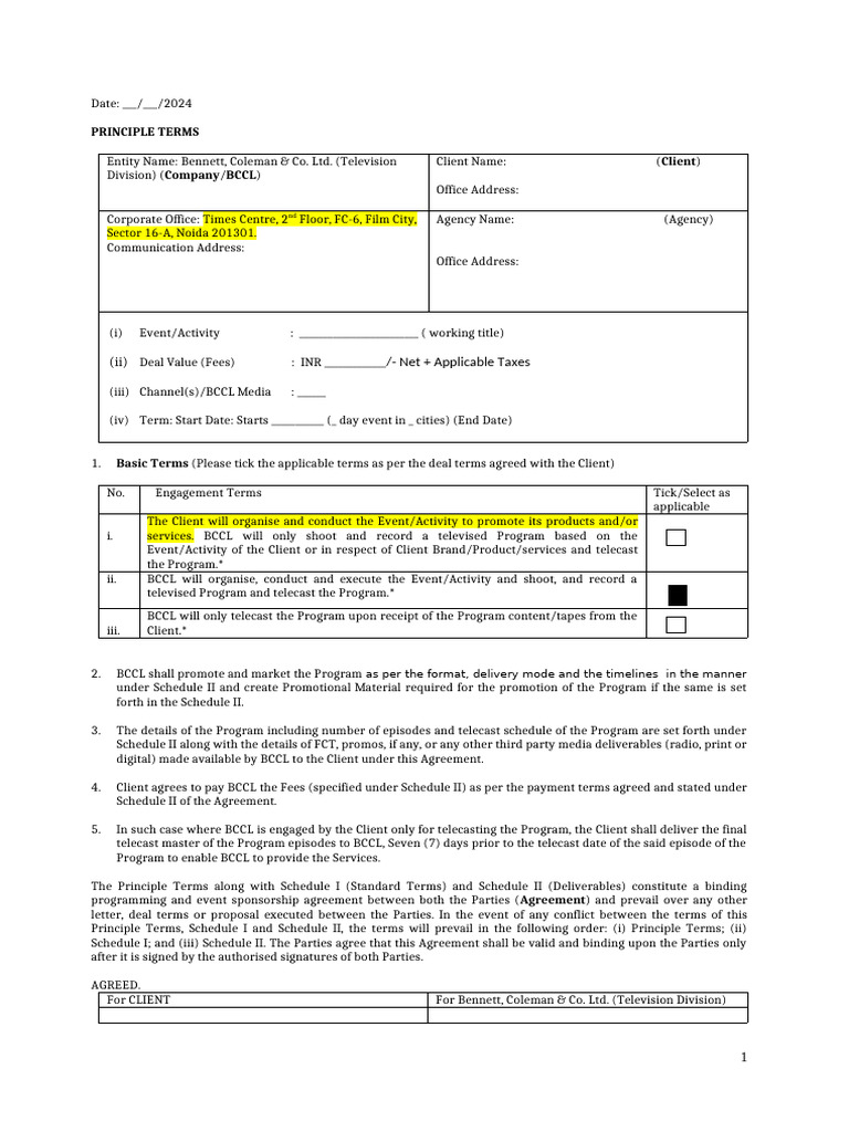 BCCL Event Sponsorship Agreement | PDF | Indemnity | Intellectual Property