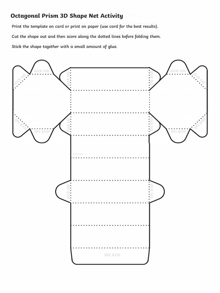 T2 M 2095 Octagonal Prism 3d Shape Net Activity Sheet | PDF