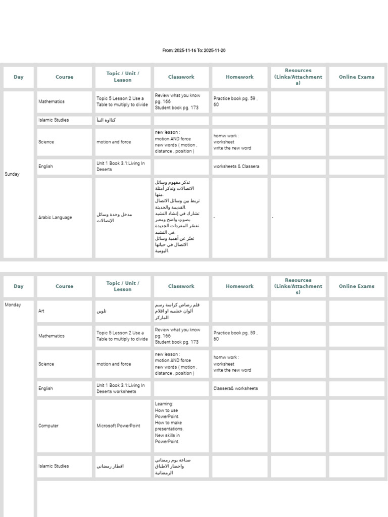 Grade 3A - Weekly Plan - 13 | PDF | Worksheet