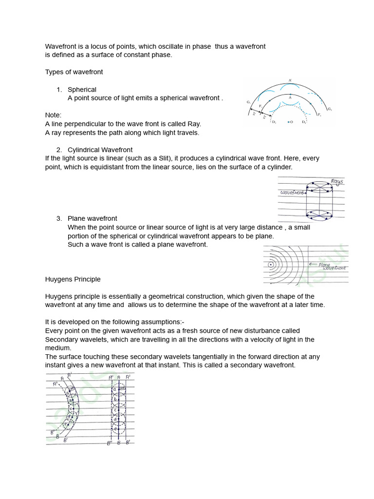 Understanding Wavefronts and Huygens Principle | PDF