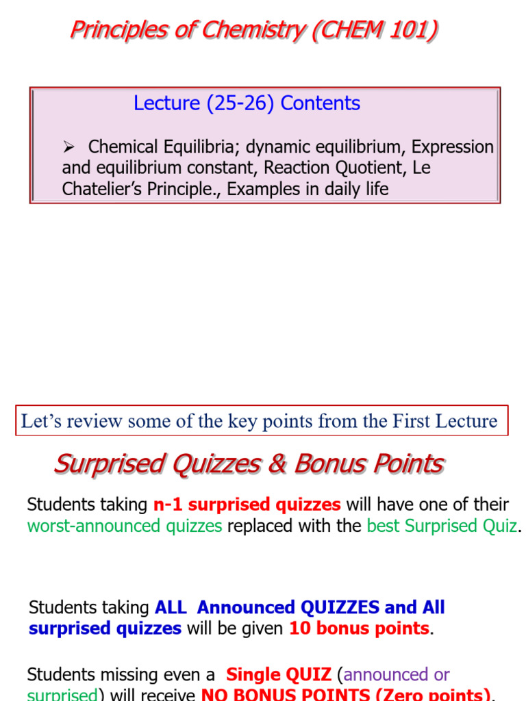 Lectures 25-26-Chemical Equilibria | PDF | Chemical Equilibrium | Hemoglobin