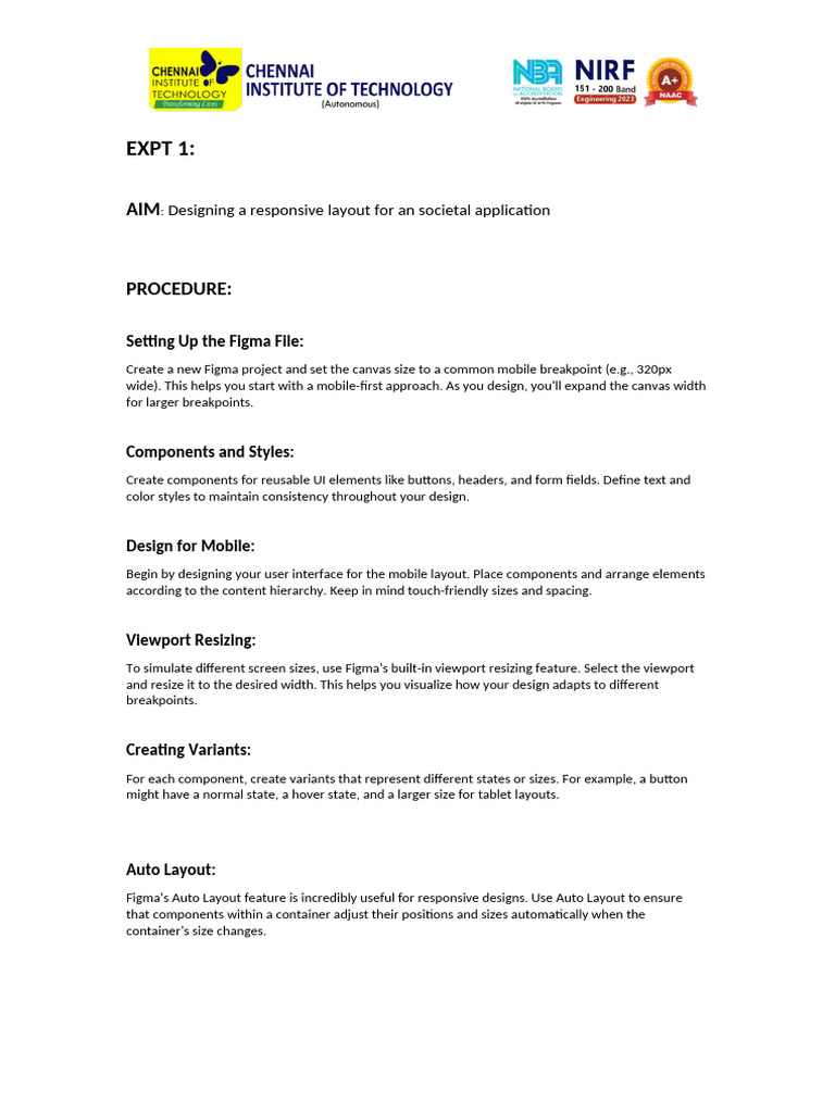Ui&Ux Lab Lab Manual(Figma) | PDF | Usability | User Interface