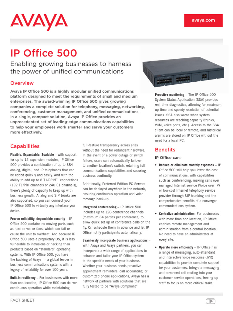 Avaya Ip Office 500 | PDF | Computer Network | Voice Over Ip