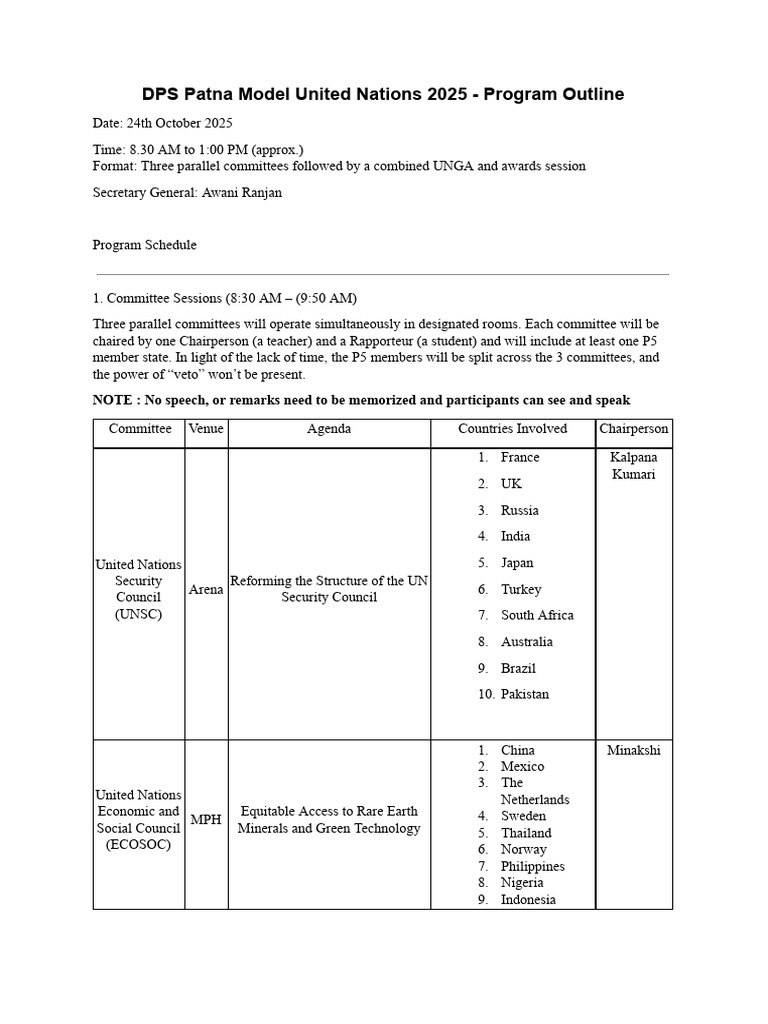 Model UN Outline 2025 - Program Outline | PDF | Nuclear Weapons ...