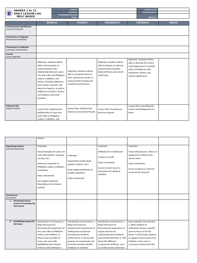 WEEK 8 Done | PDF | Goal Setting | Lesson Plan