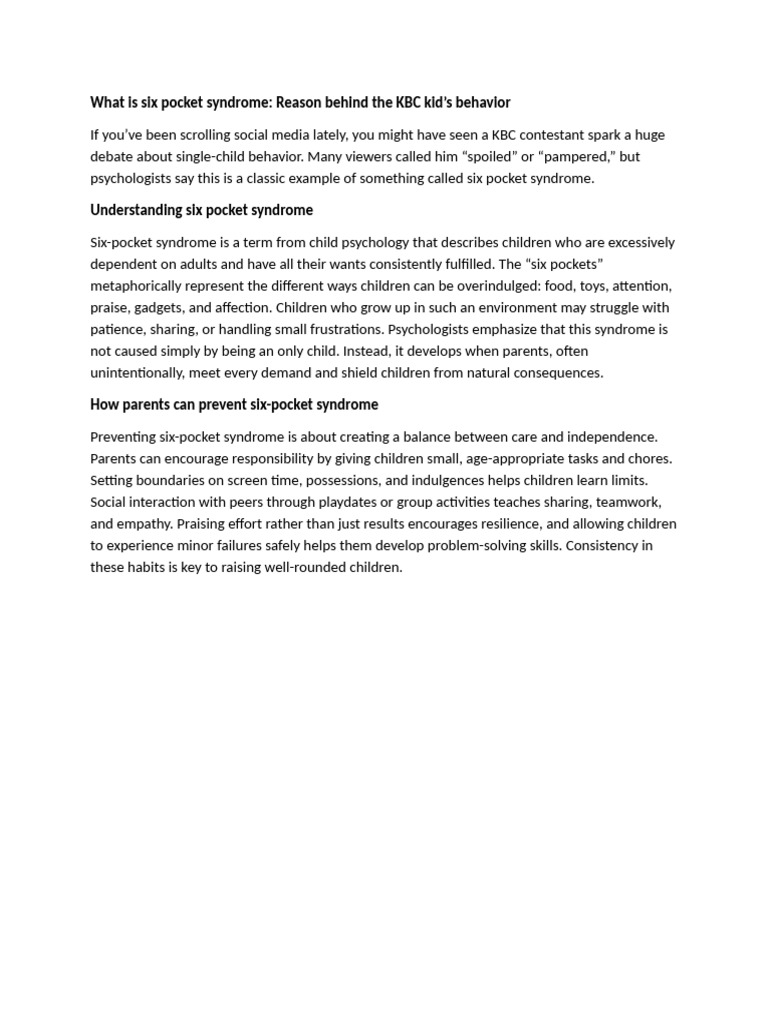 Six Pocket Syndrome | PDF