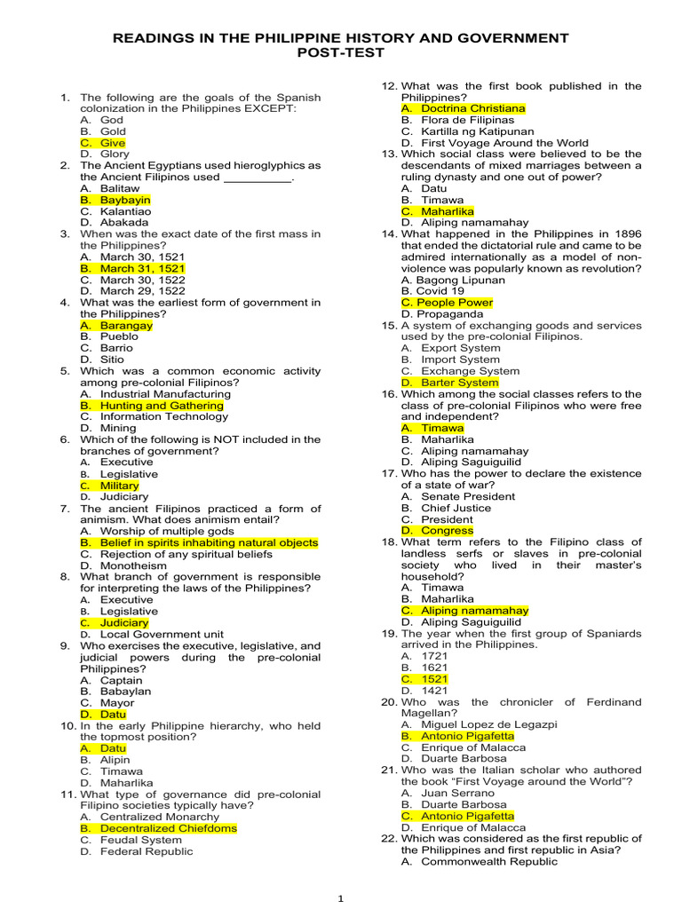Phil History Reviewer | PDF | President Of The Philippines | World Politics