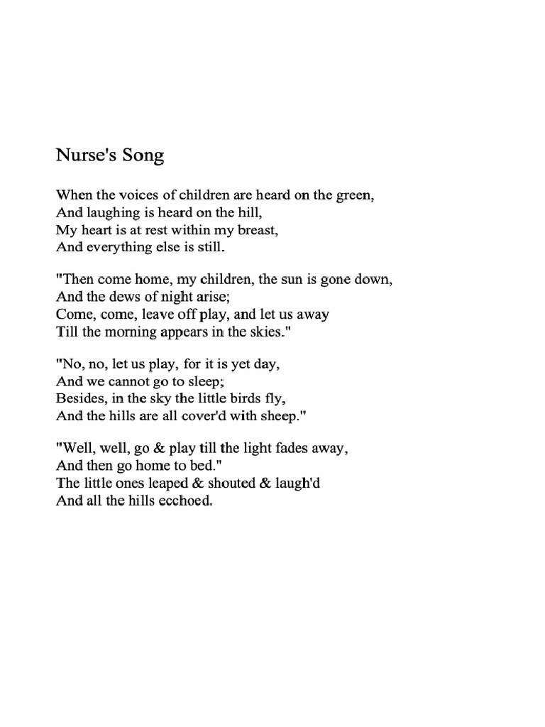 Nurse S Song | PDF