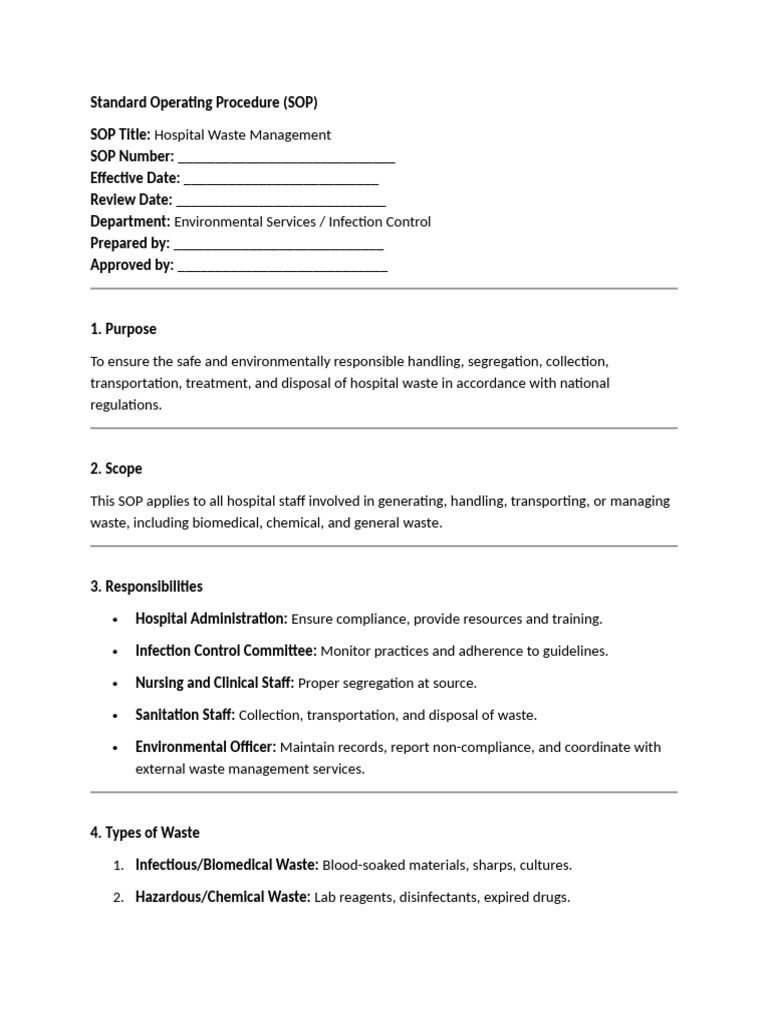 Standard Operating Procedure | PDF | Waste | Waste Management