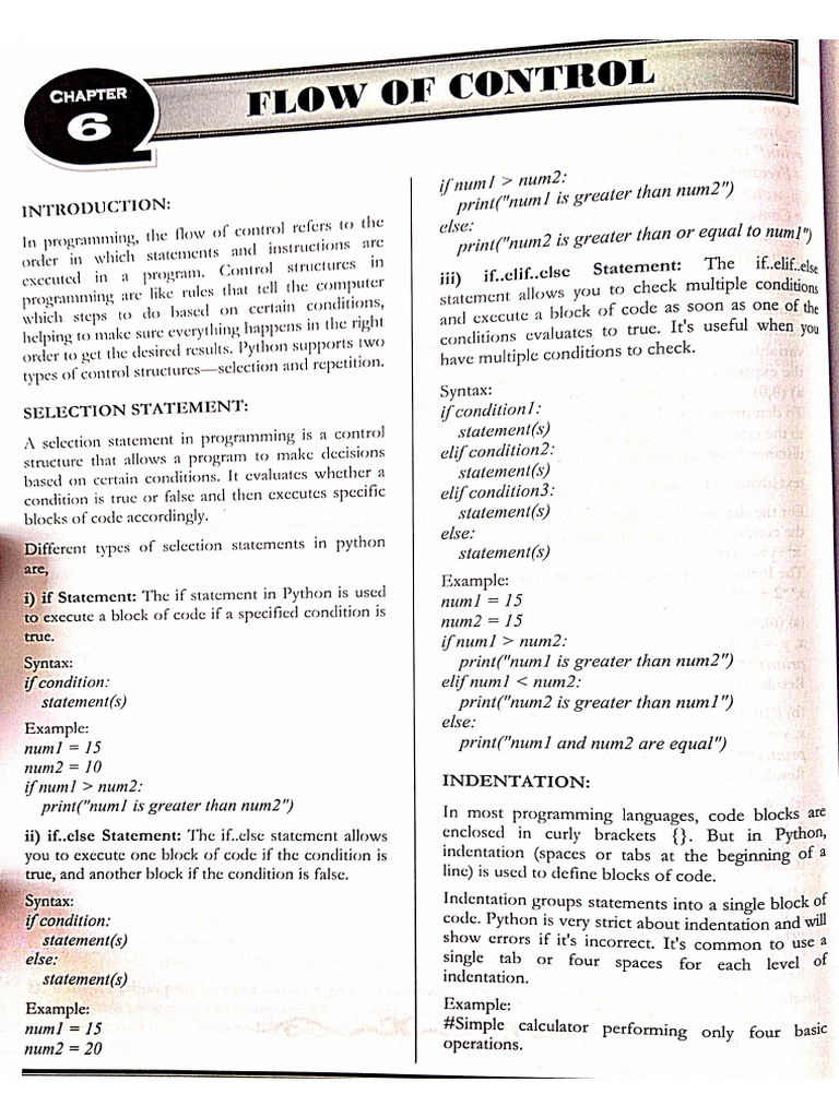 Ch6 Flow of Control | PDF