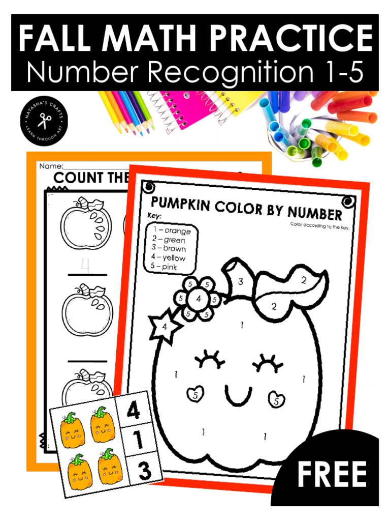 Number Recognition 1-5: Fall Math Practice | PDF