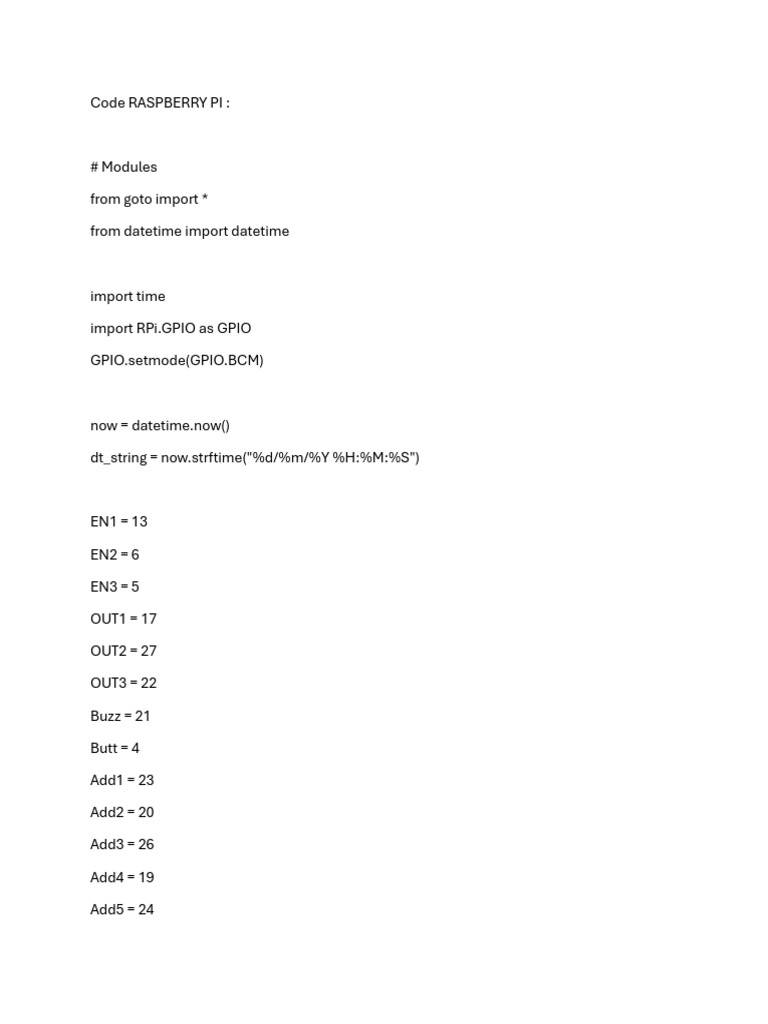 Code RASPBERRY PI | PDF