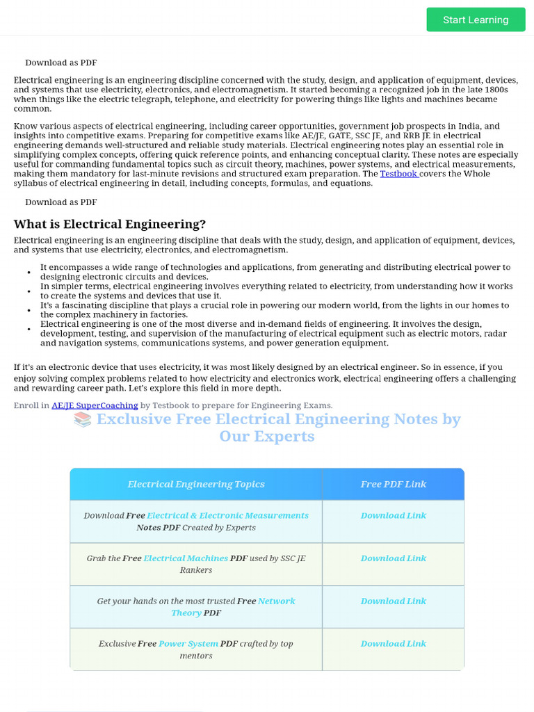 Electrical Engineering Notes, Download Study Material Notes PDF For AE ...