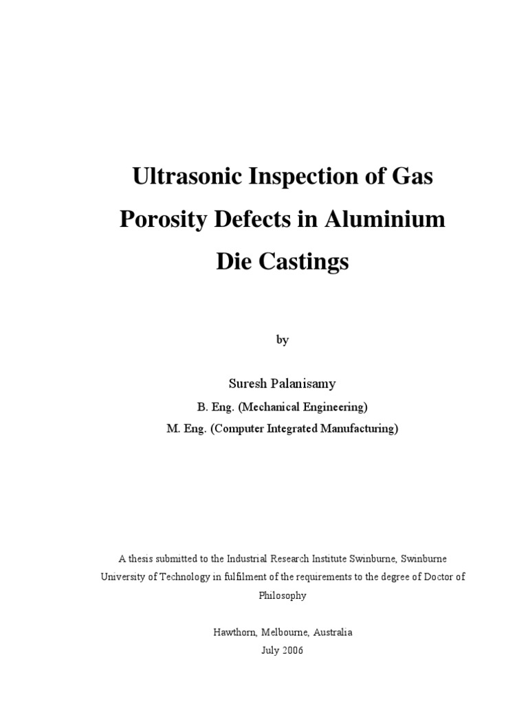 Detection and Classification of Gas Porosity Defects in Aluminium Die ...