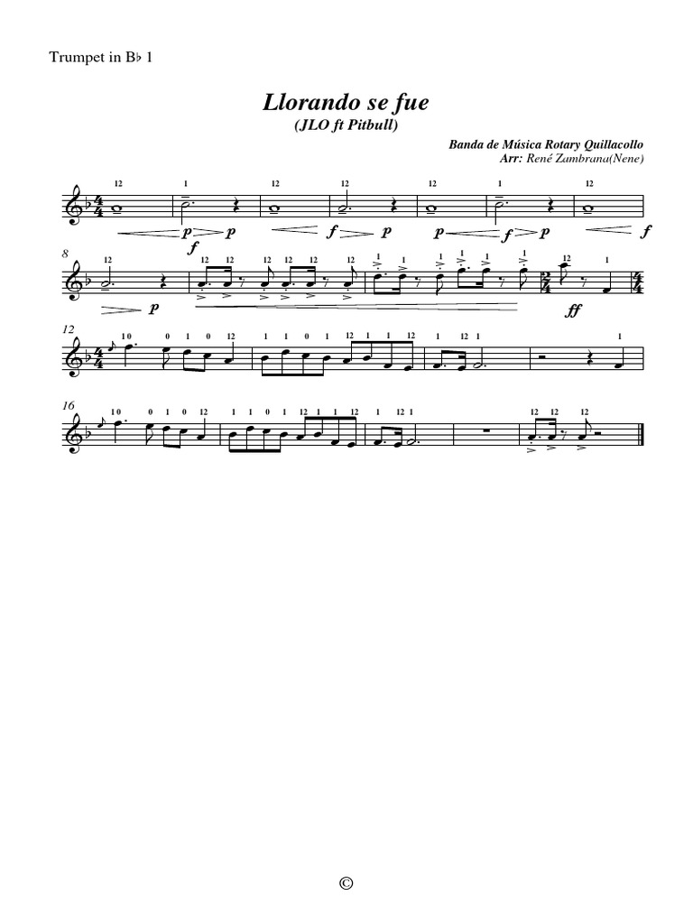 Bb Trumpet Sheet Music: Llorando se fue | PDF
