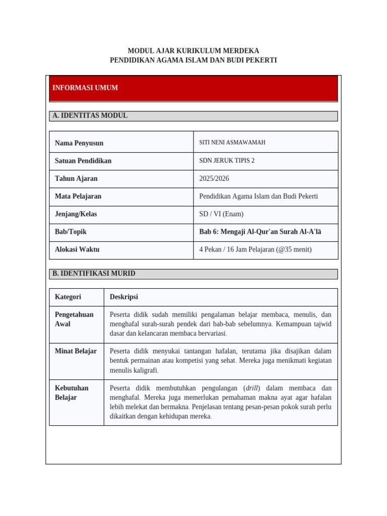 PAI KELAS 6 BAB 6 | PDF