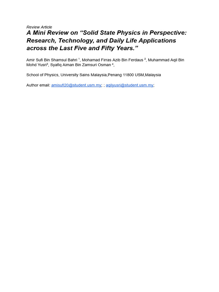 Solid State Physics: 50-Year Review | PDF | Physical Chemistry ...