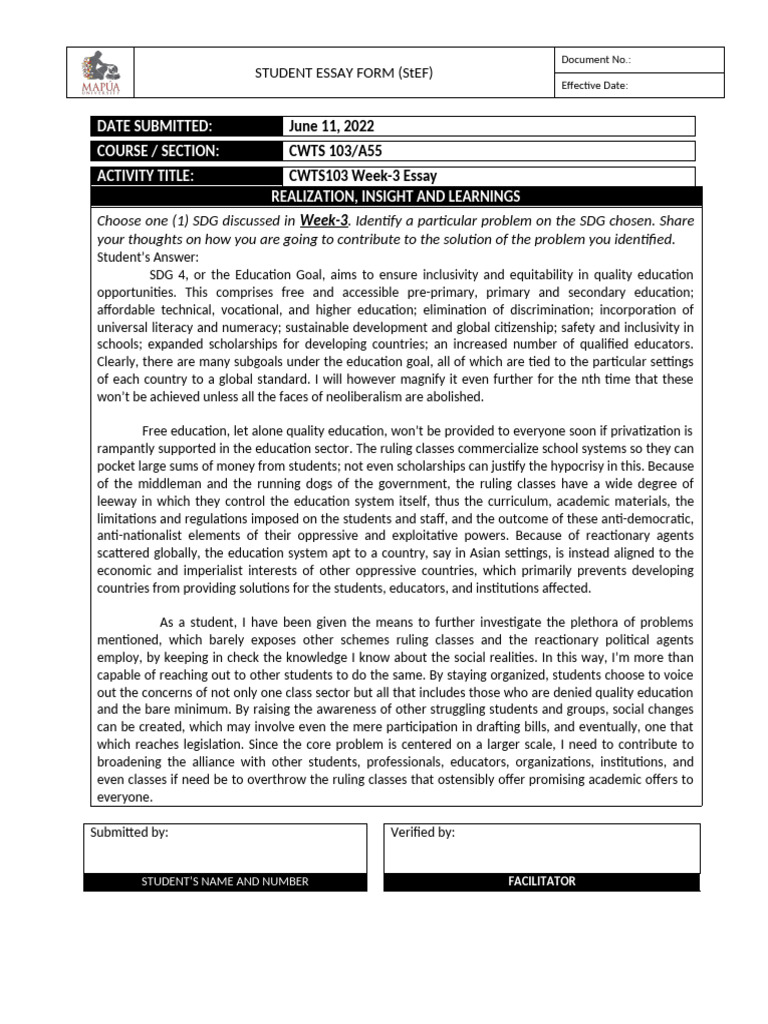 w3 Essay Domingo | PDF