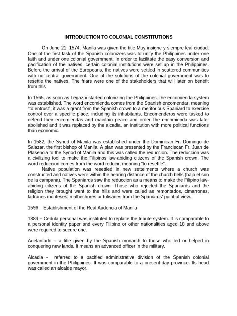 Introduction To Colonial Institutions | PDF | Philippines | Latin America