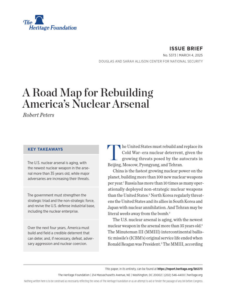 Rebuilding America's Nuclear Arsenal | PDF | Nuclear Weapons ...