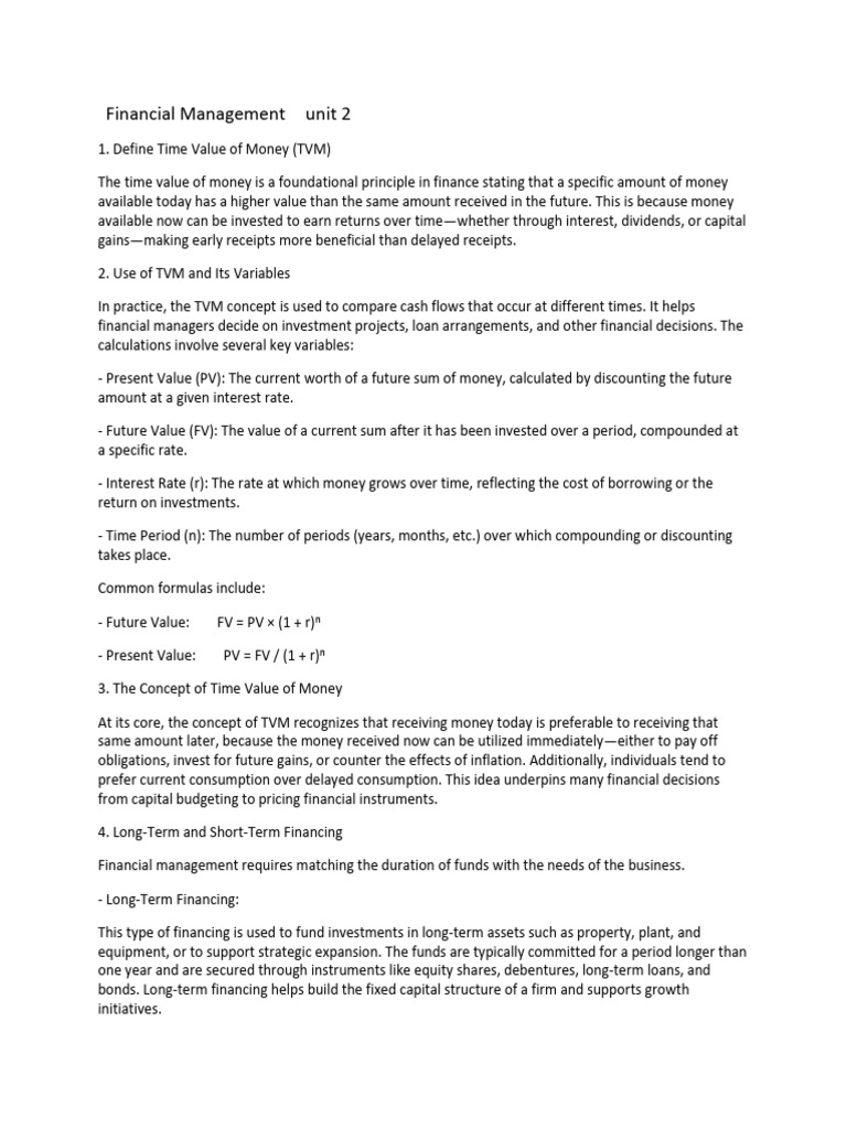 Financial Management Unit 2 | PDF | Cost Of Capital | Time Value Of Money