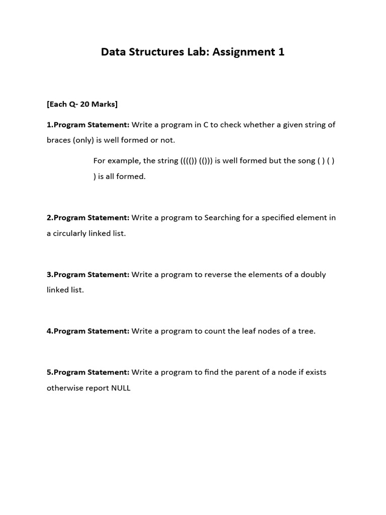 Data Structures Lab-Assignment 1 | PDF
