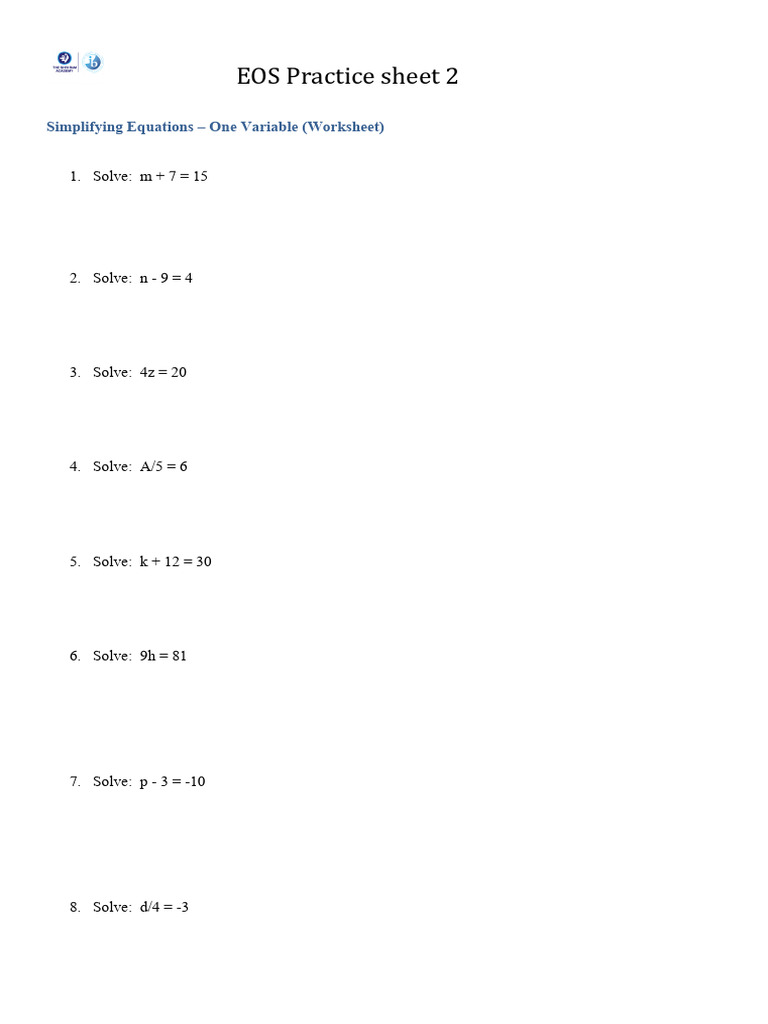EOS Practice Sheet 2 | PDF