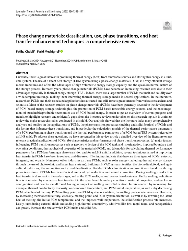 Phase Change Materials: Classification, Use, Phase Transitions, and ...