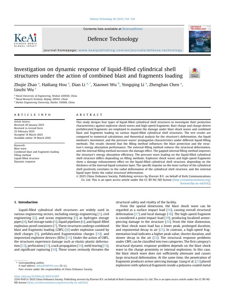 Investigation on Dynamic Response of Liquid Filled Cylindrical 2025 ...