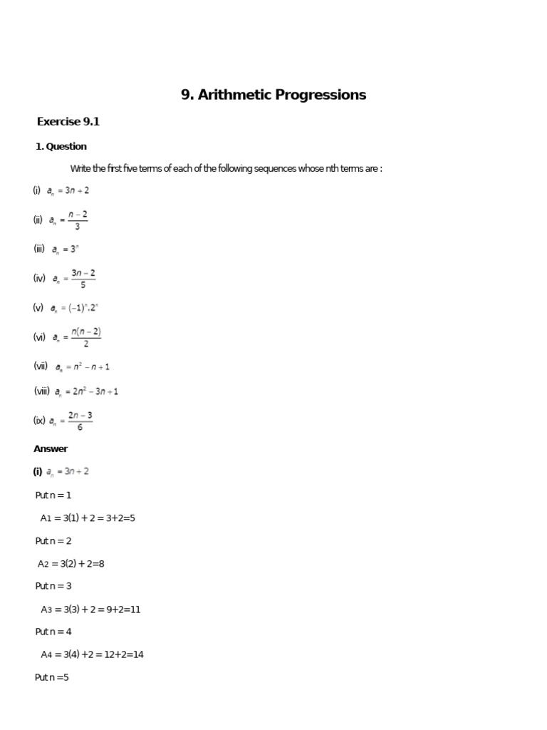 Arithmetic Progression RD Sharma Class 10 | PDF | Mathematics