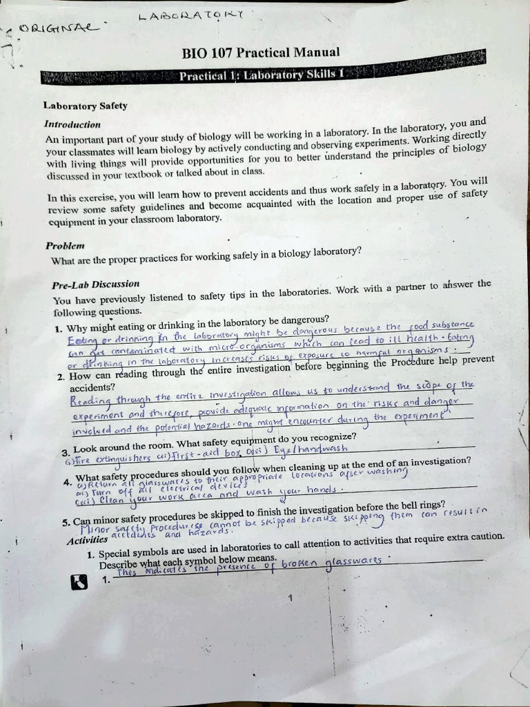 Bio 107 Practical Manual | PDF | Laboratories | Science