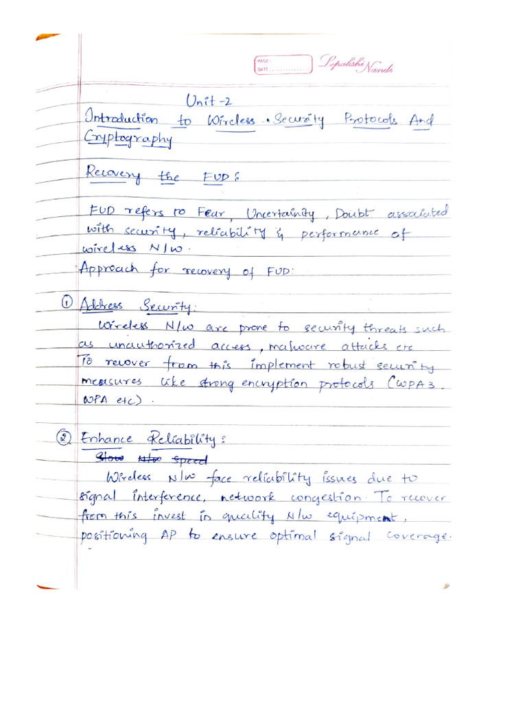 Wns Unit 2 - Lecture Notes On Wireless Network Security | PDF