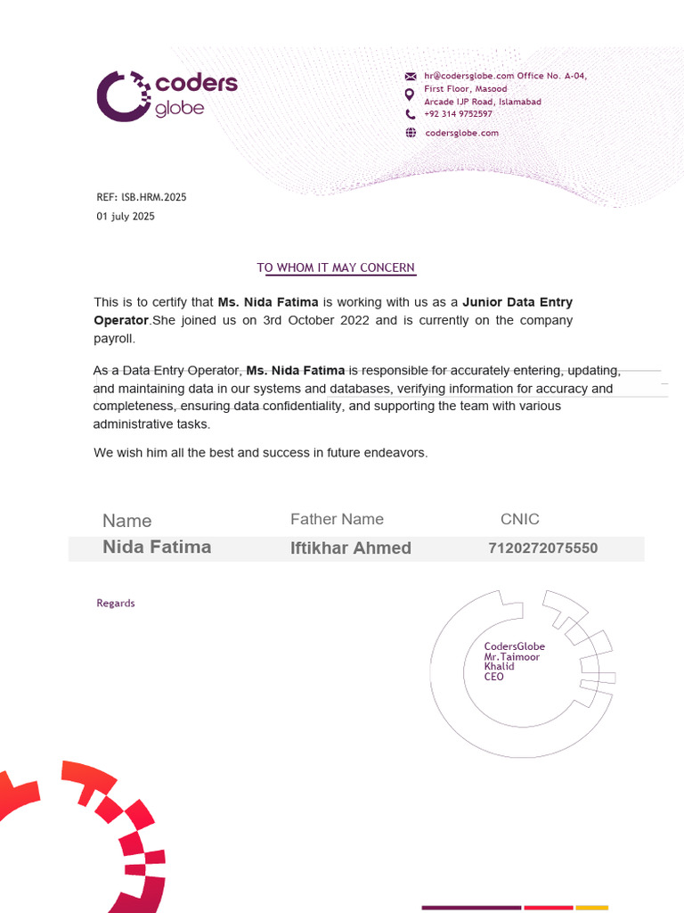 Experince Letter PDF | PDF